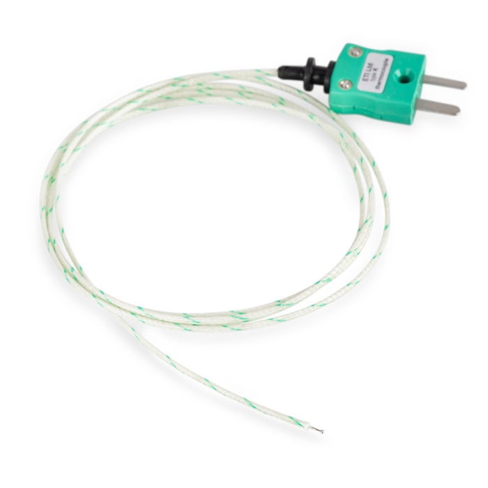 TC Type-K Glasfiber ledningssensor m. blottet målepunkt. -60 til +350°C ...